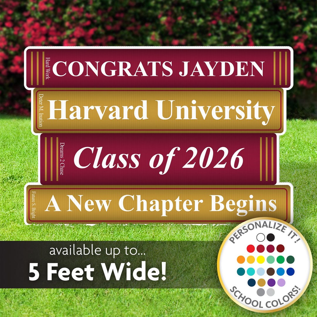 Congrats Grad Textbooks Lawn Sign - A New Chapter Begins! - Etsy