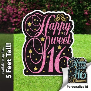 Sweet 16 Birthday Sign, Personalized Sweet Sixteen Happy Birthday Yard ...
