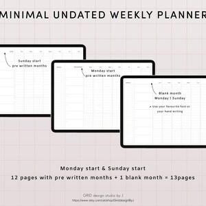 Minimal Undated Digital Weekly Schedule Planner for Goodnotes ...