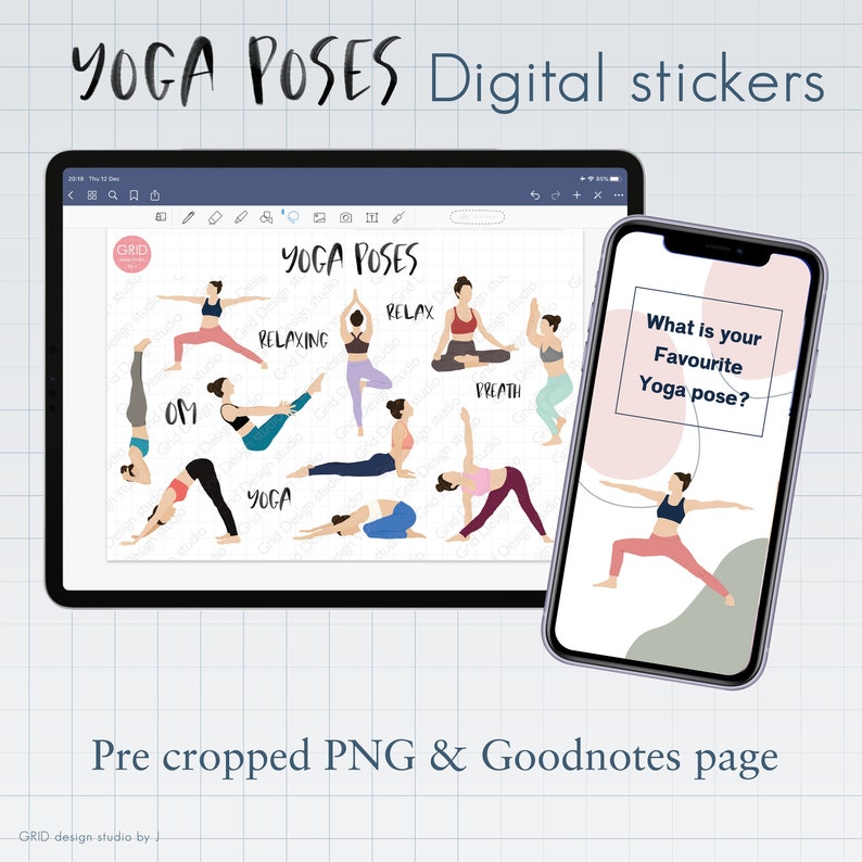 Yoga Poses Digital Stickers Pre Cropped PNG Goodnotes Digital - Etsy