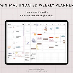 Minimal Undated Digital Weekly Schedule Planner for Goodnotes ...