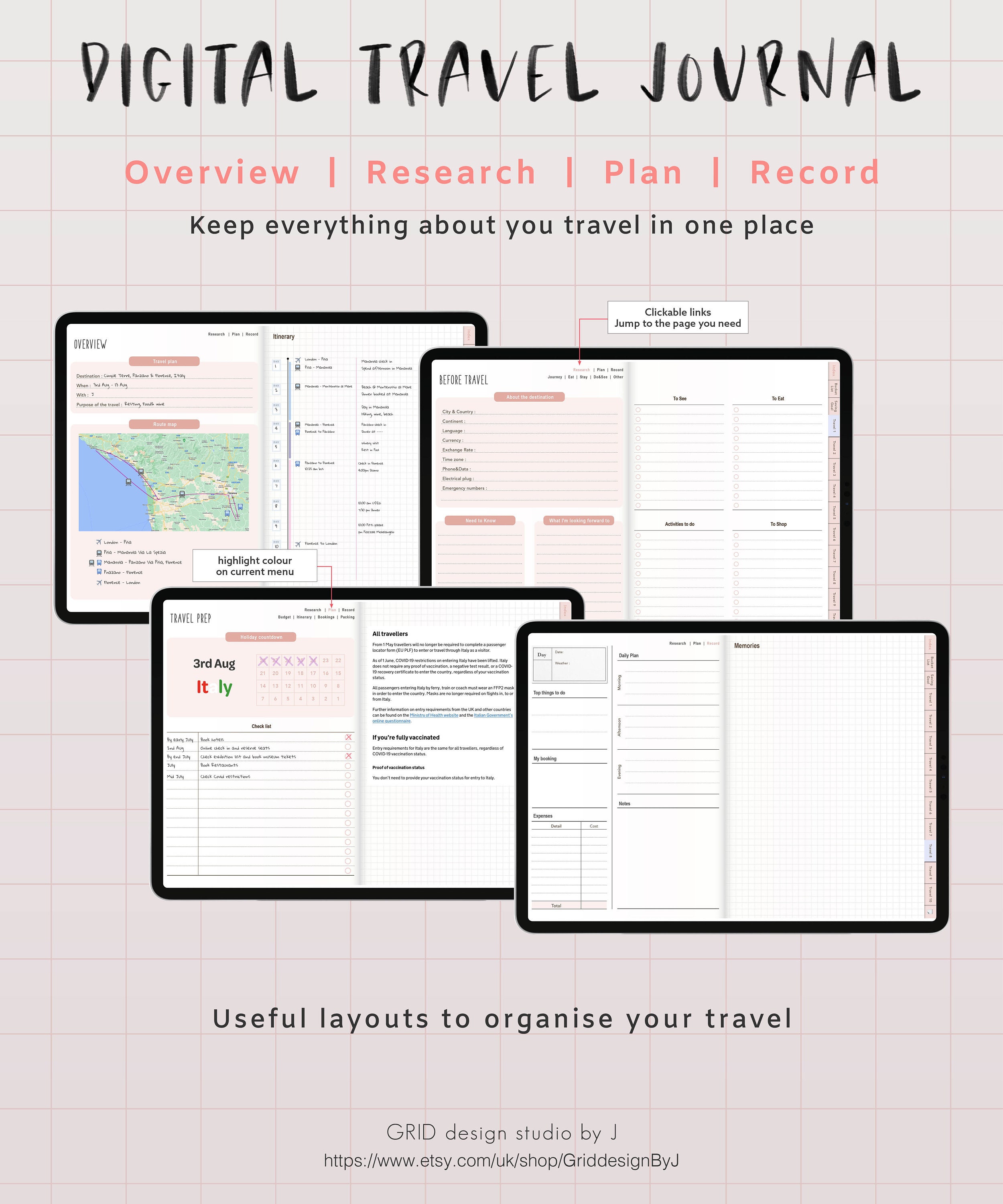 Digital Travel Journal Holiday Planner Minimalist Weekend - Etsy