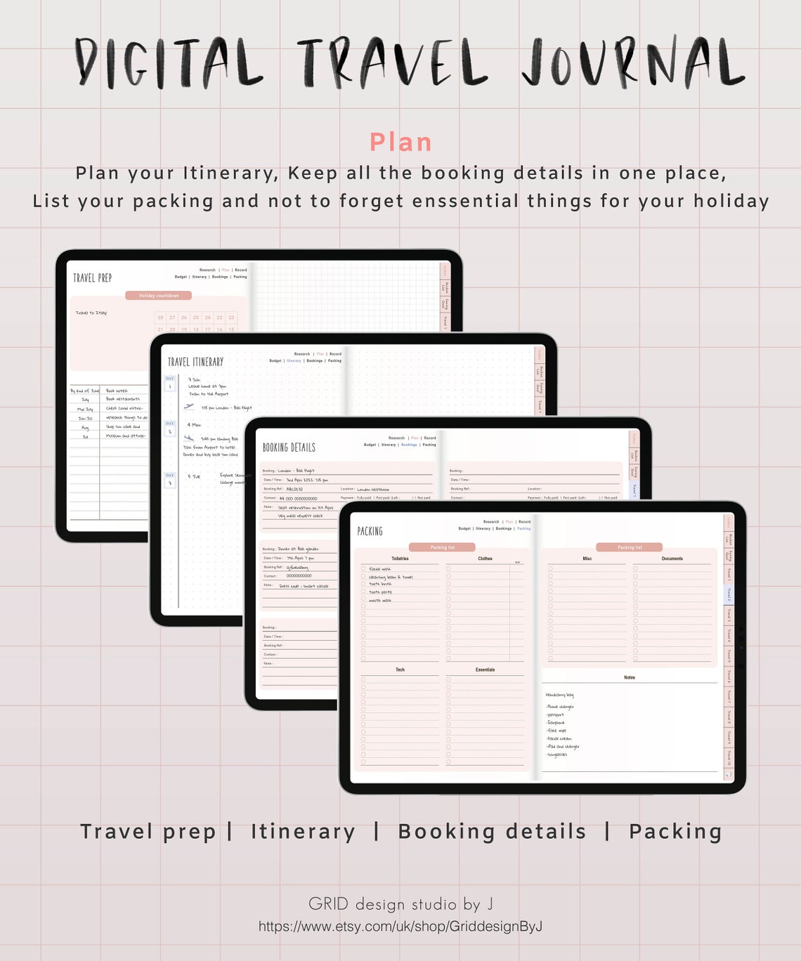 Digital Travel Journal Holiday Planner Minimalist Weekend - Etsy