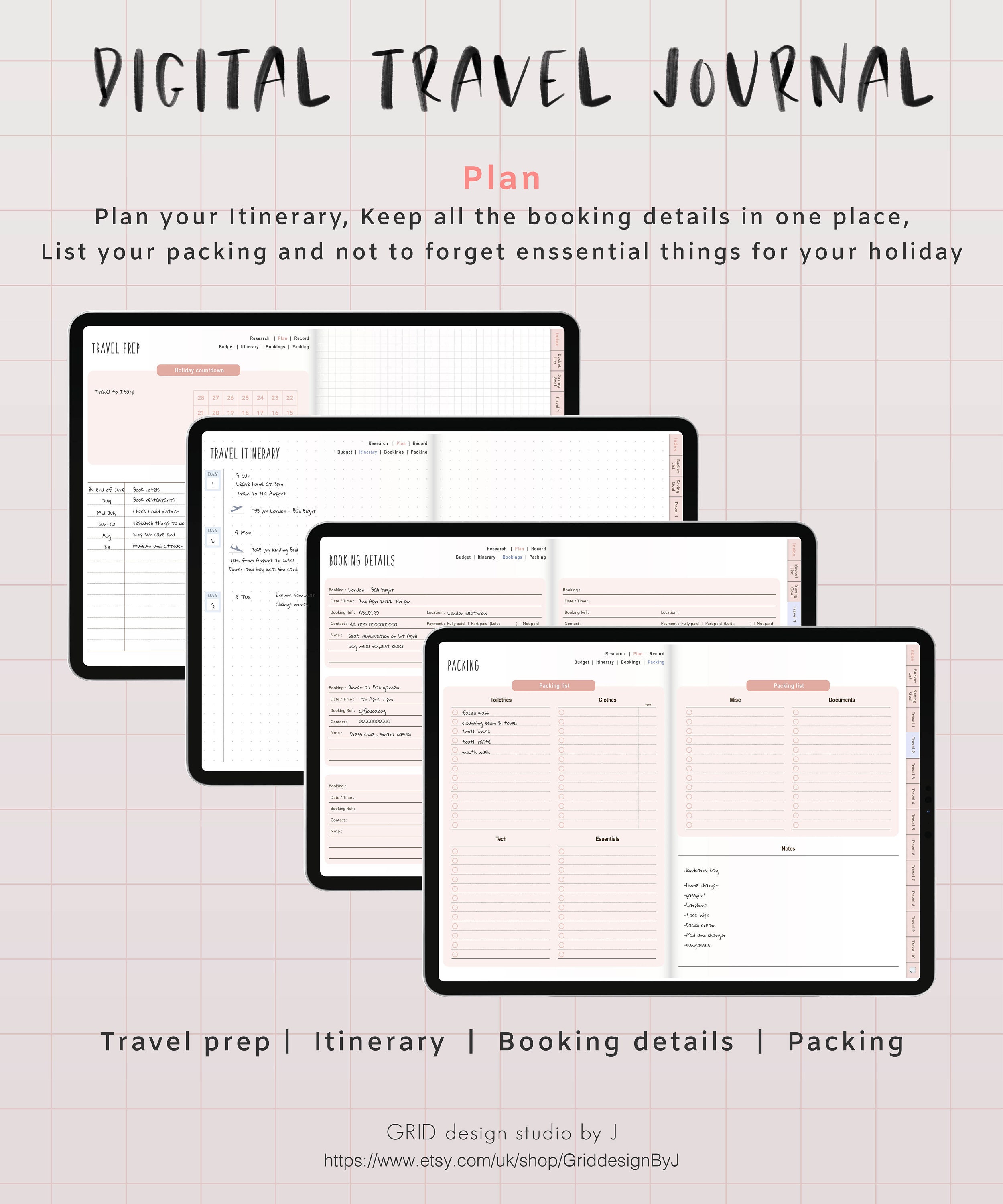 Digital Travel Journal | Holiday Planner | Minimalist Weekend Trip Plan ...
