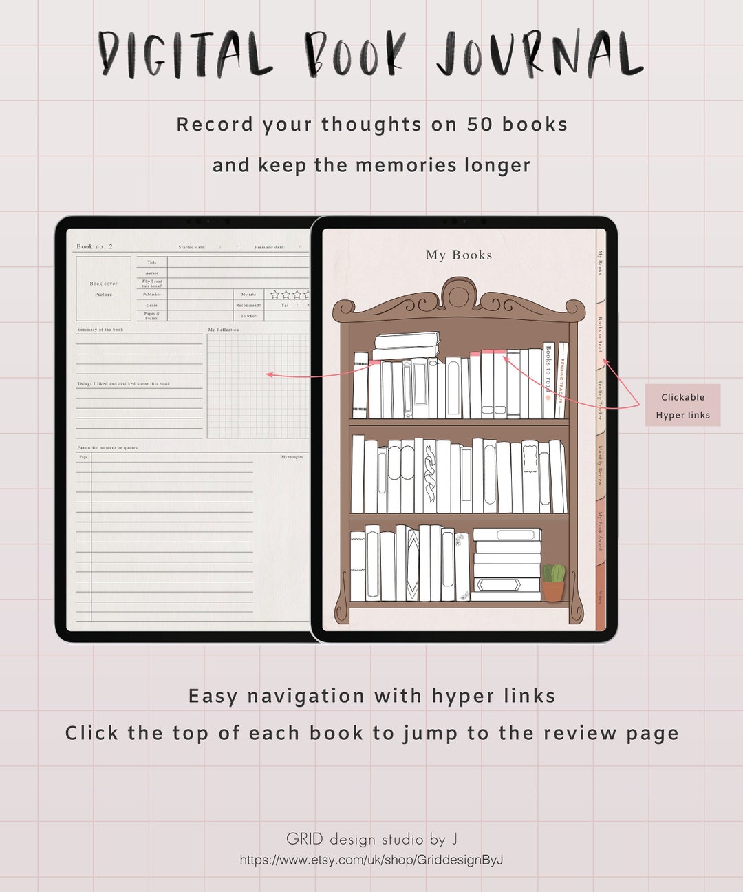 Digital Reading Journal Book Journal Reading Tracker Book Log L for ...