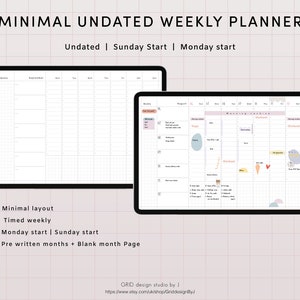 Minimal Undated Digital Weekly Schedule Planner for Goodnotes ...