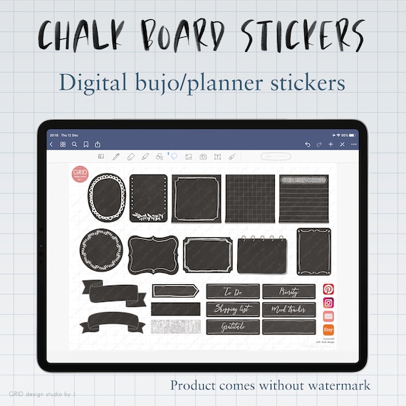 Chalkboard Sticky Notes for Digital Bujo and Digital Planner | Etsy