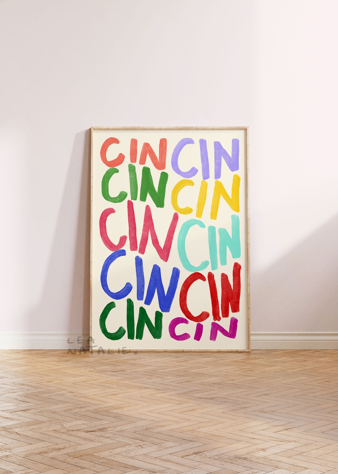 Cin Cin Art Print. Colourful Wall Art. Typography Print. Bold Wall Art ...