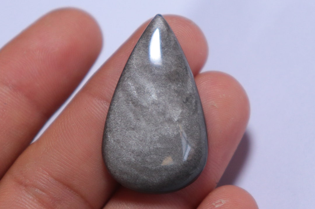 Silver Sheen Obsidian, Pear Shape Natural Silver Sheen Obsidian ...