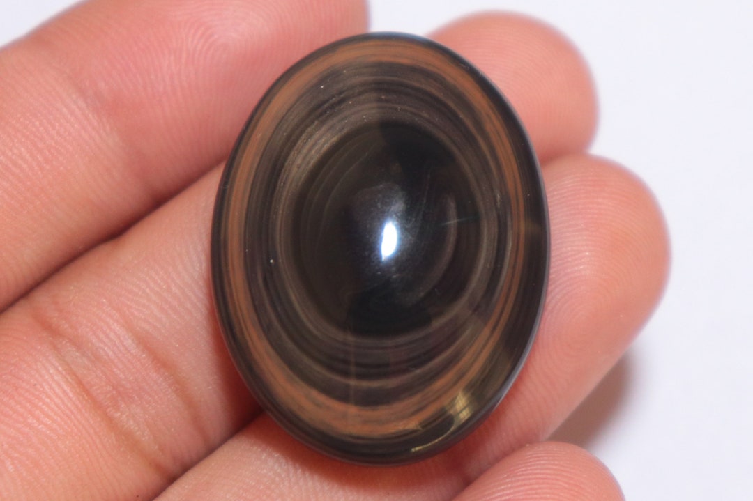 Natural Black Copper Obsidian, Oval Shape Obsidian Gemstone Cabochon ...