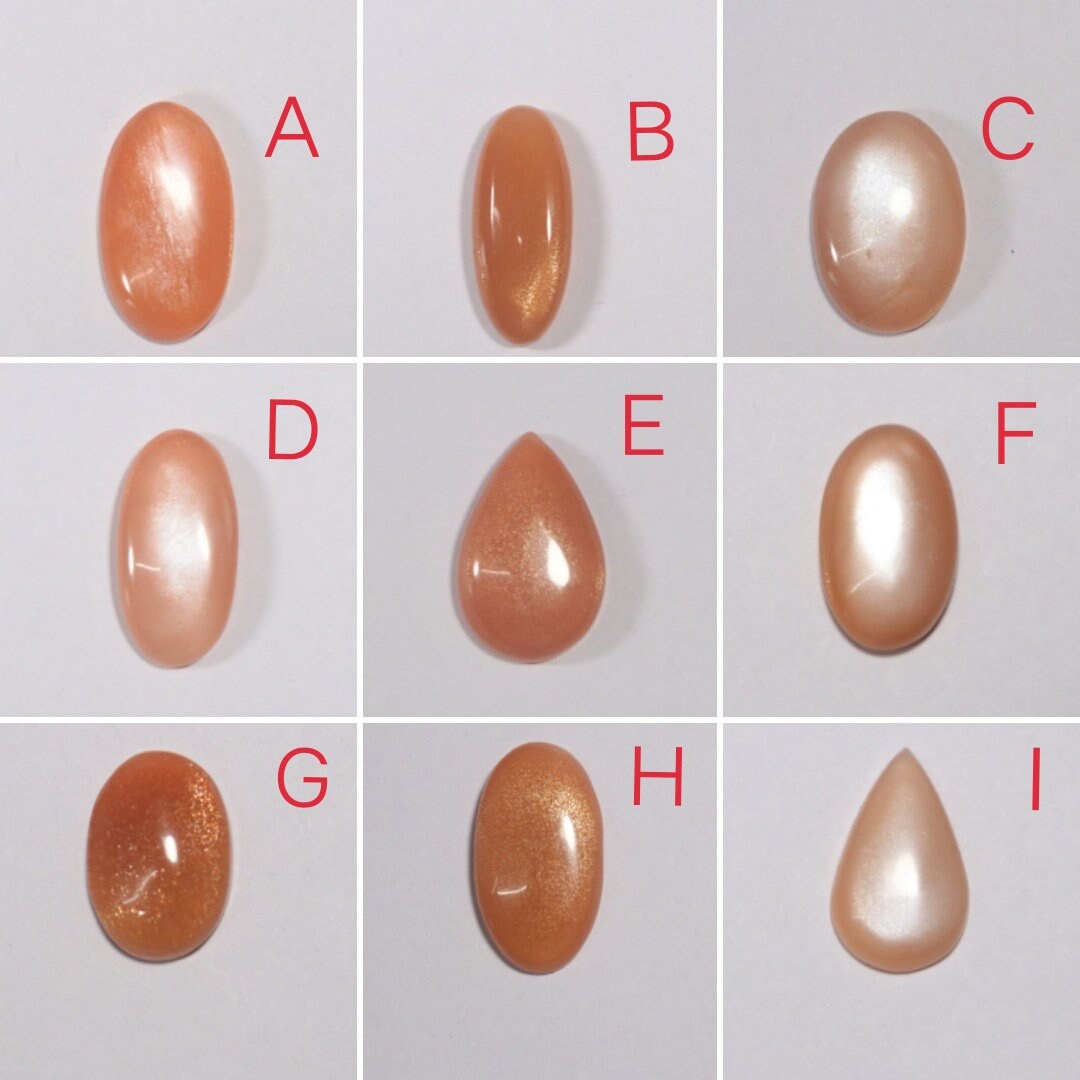 Buy 100% Natural Beautiful Peach Moonstone Cabochon Sparkly Gemstone ...