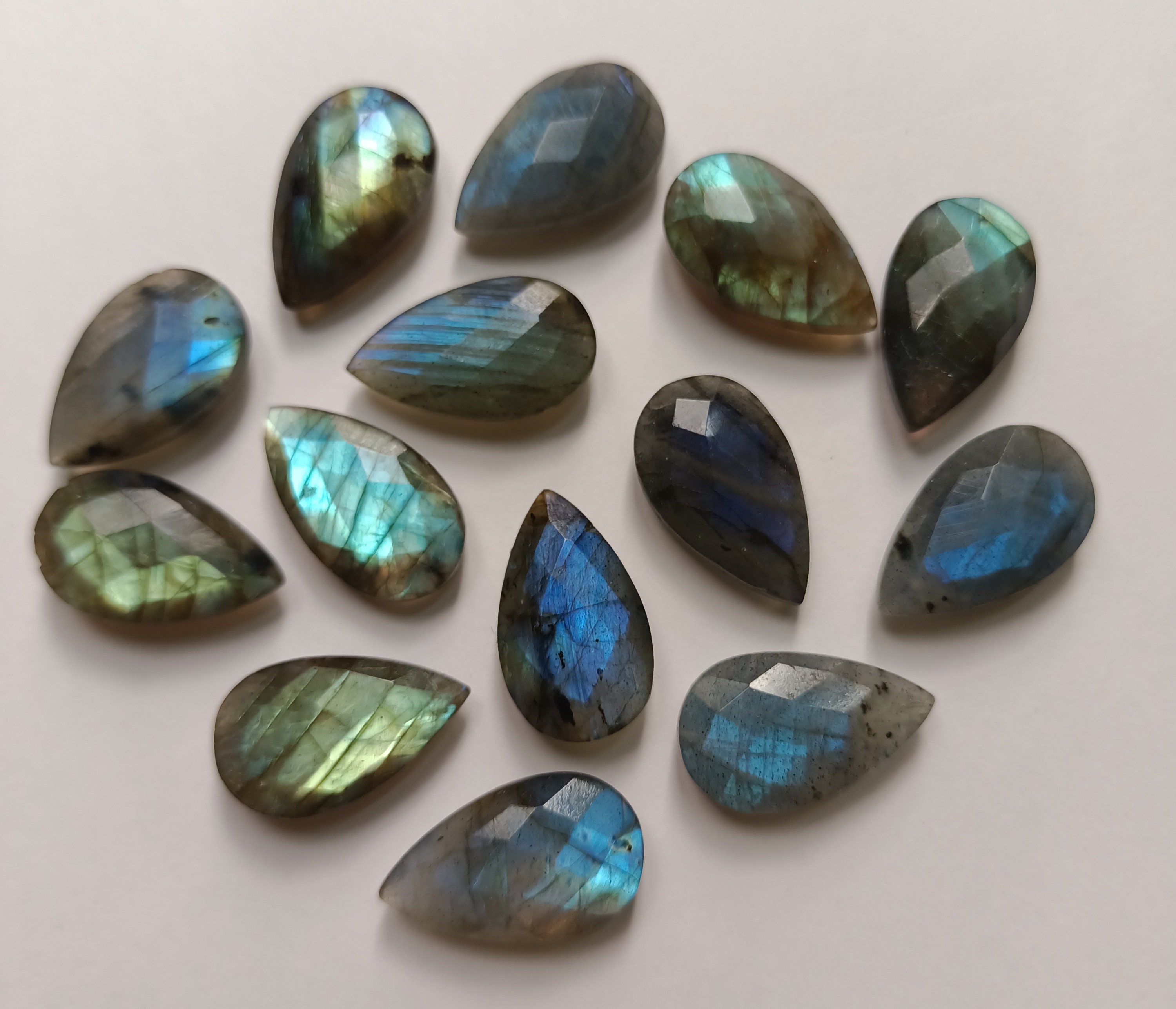 Buy 14 Pcs, 12x20 Mm Labradorite Faceted Briolette Cut Stone, Multi ...