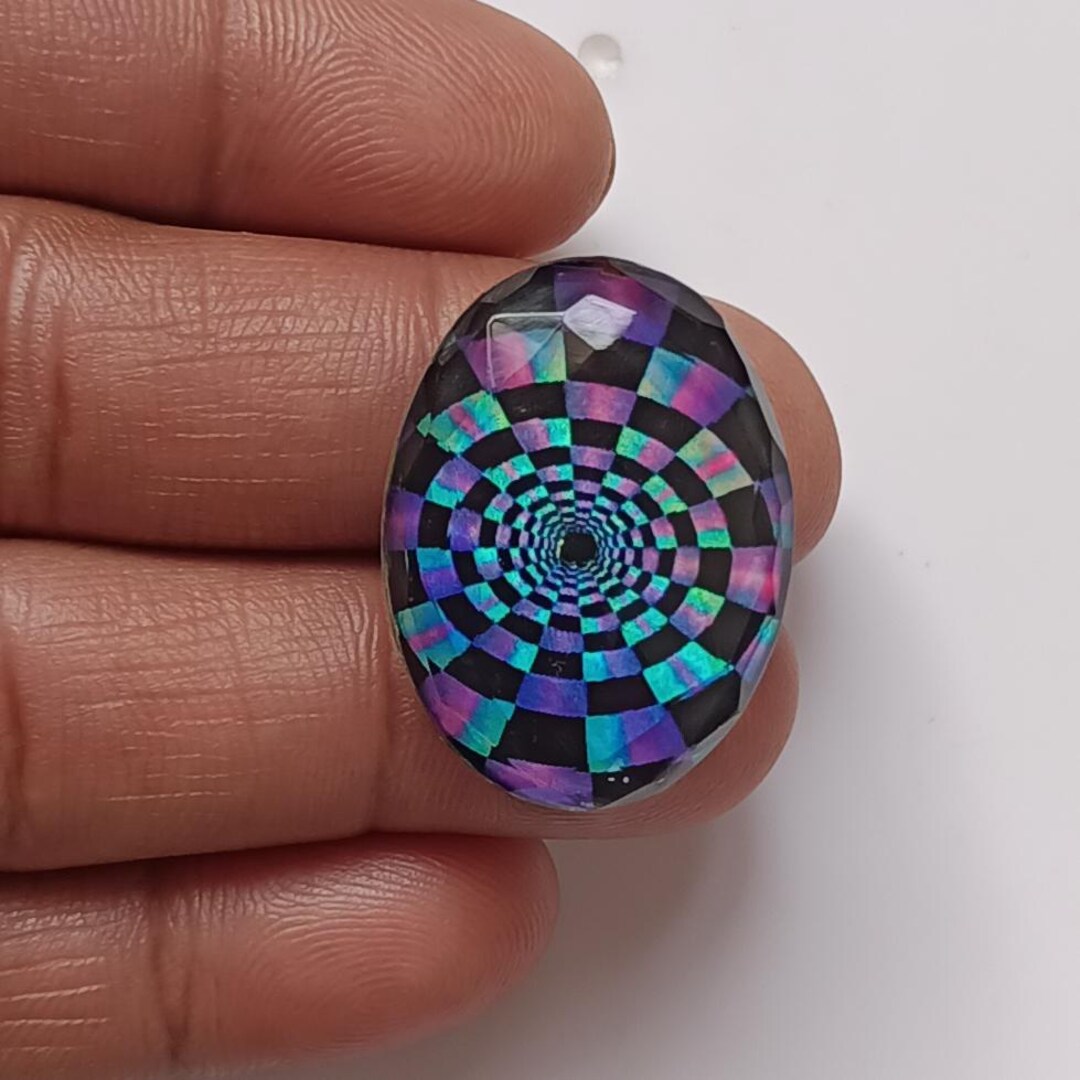 Awesome Doublet Quartz Stone Lab Created, Faceted Checkerboard Healing ...