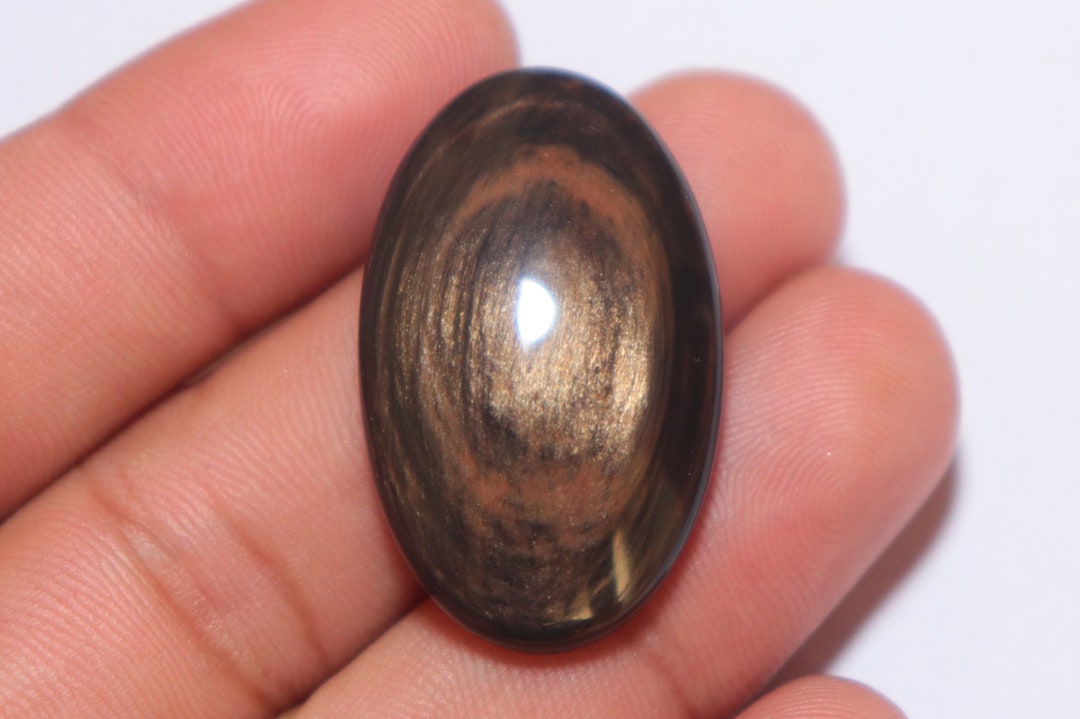 Copper Obsidian Cabochon: Natural Oval Gemstone for Jewelry Making ...