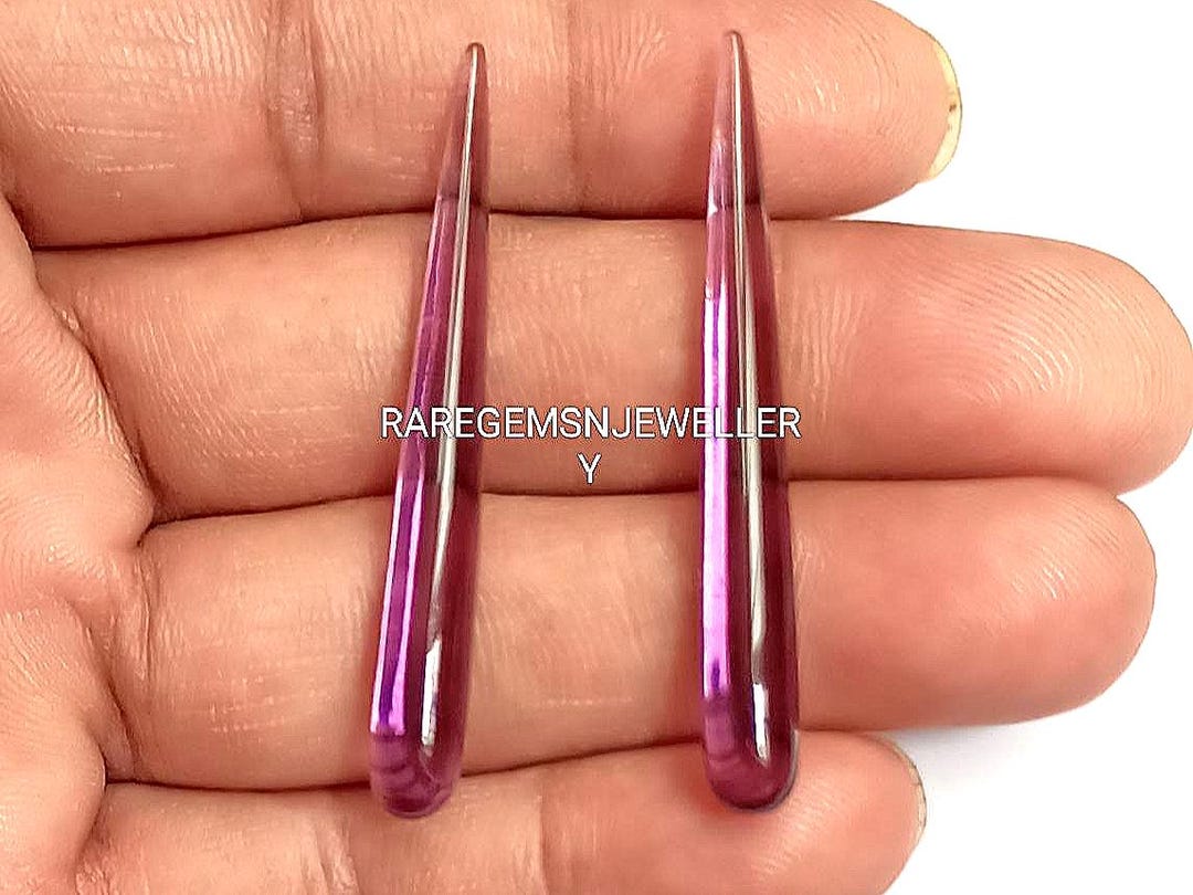 Amethyst Quartz Drops Pair: SMOOTH Long Teardrops Jewelry Pendant ...