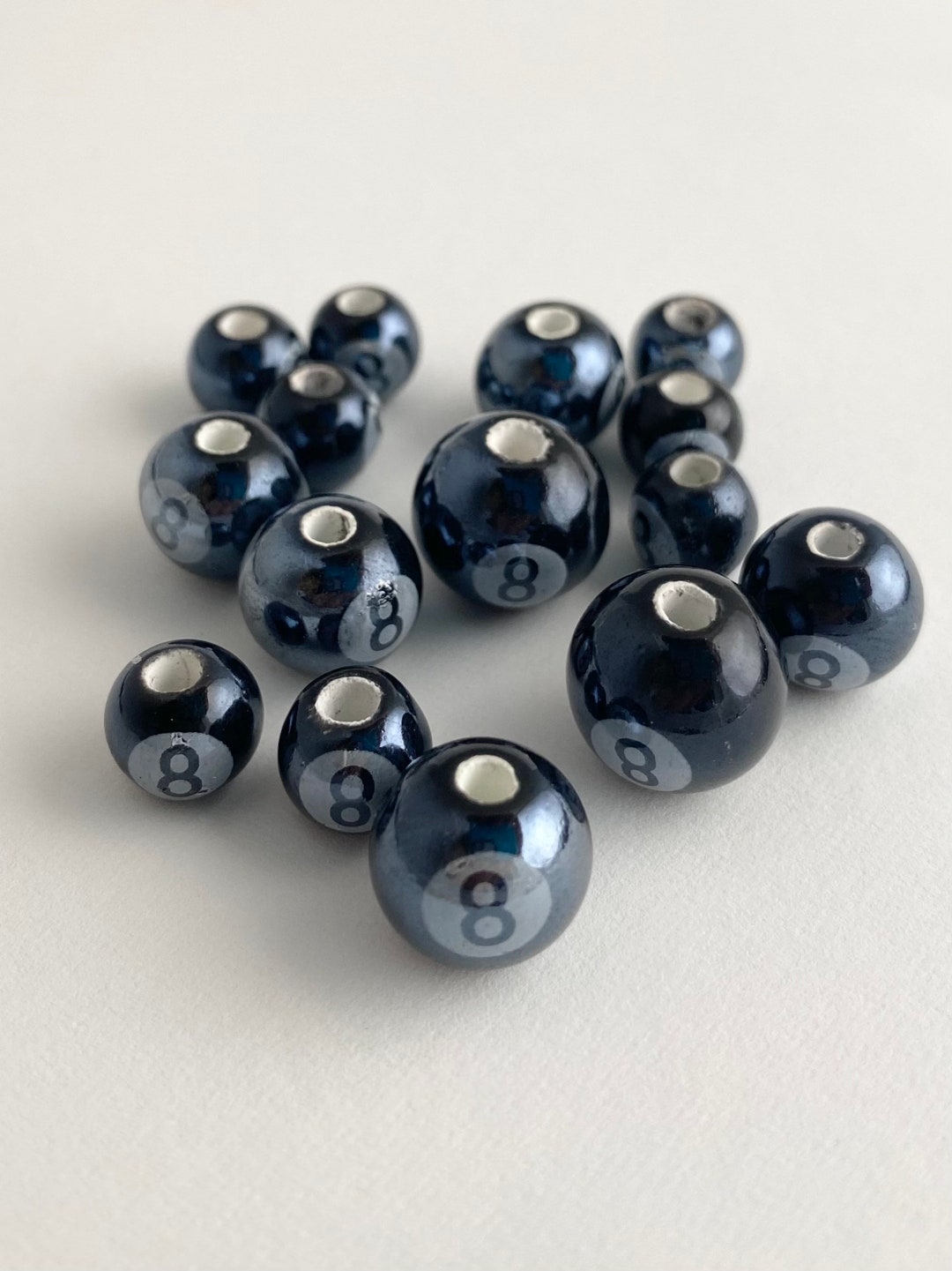 8/10/12mm Gray Ceramic 8ball Beads Sets - Etsy