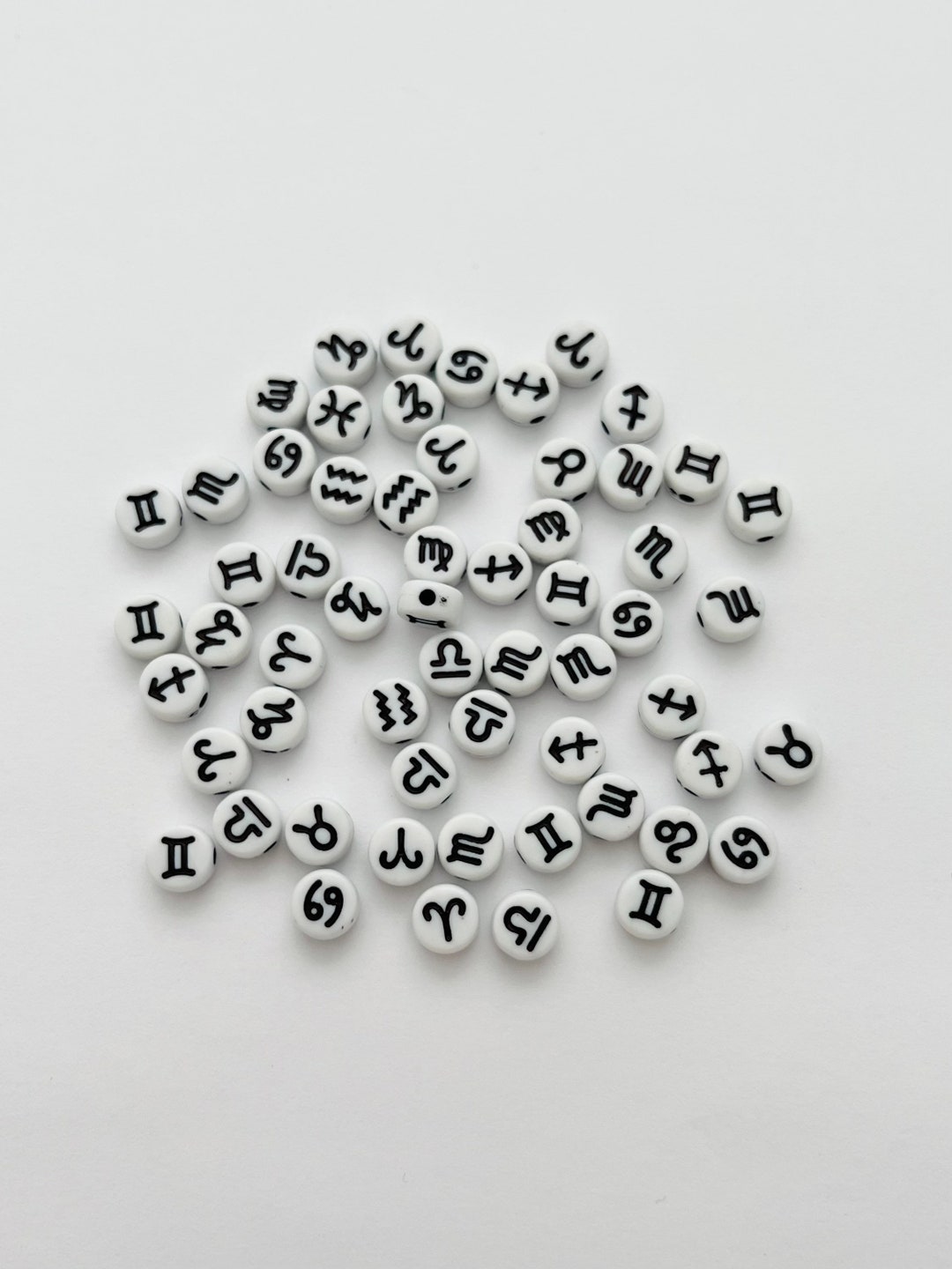 50-200pcs Zodiac Mix Beads White/black round - Etsy