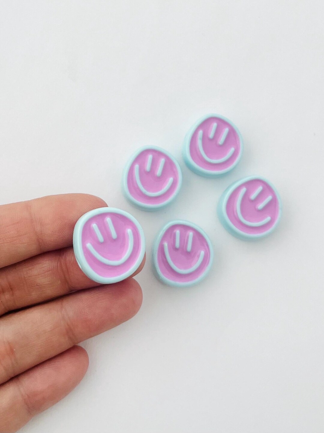 Lg Chunky Purple & Blue Smiley Happy Face Beads - Etsy