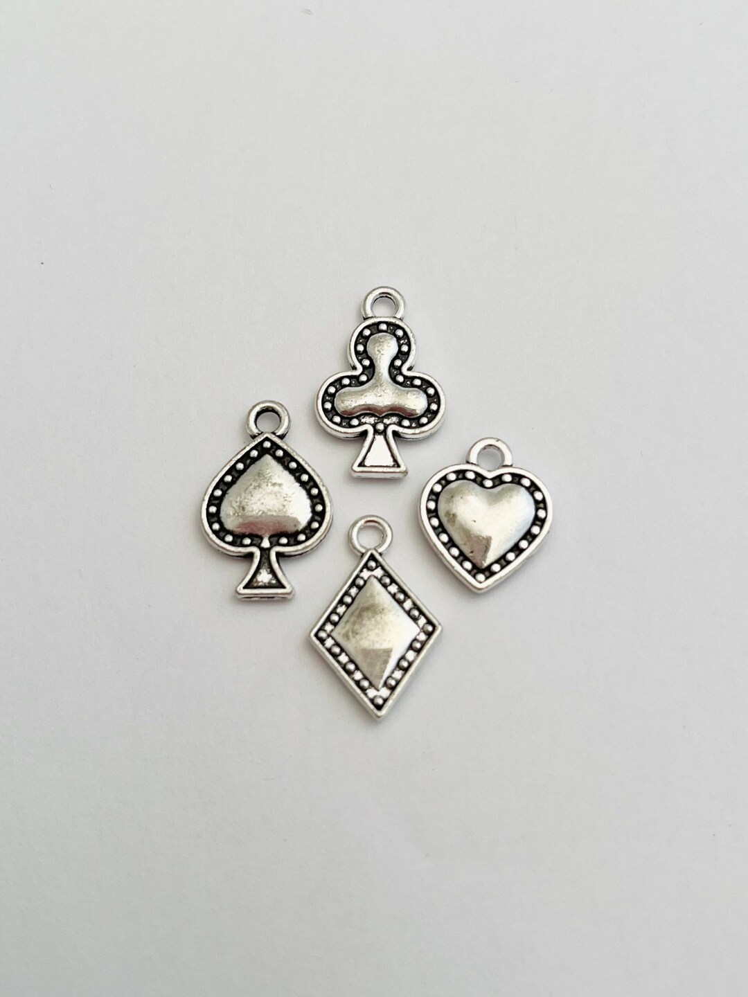 4pc Playing Card Charm Sets (silver Color) - Etsy