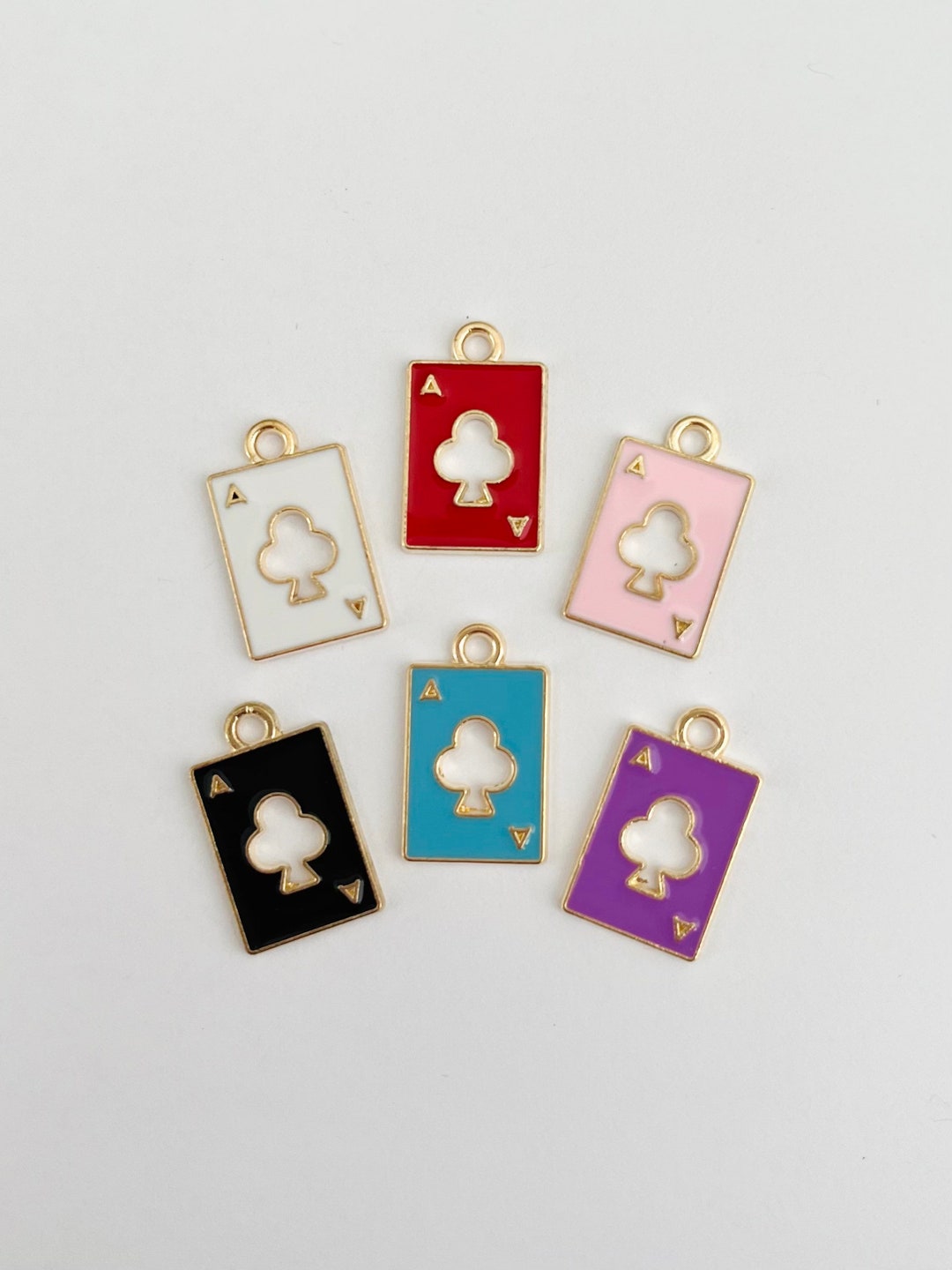 Gold/colored Ace Clubs Playing Card Charm Sets - Etsy