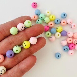 50pc Smiley Happy Face Beads 8mm 10mm / Mixed Colors - Etsy