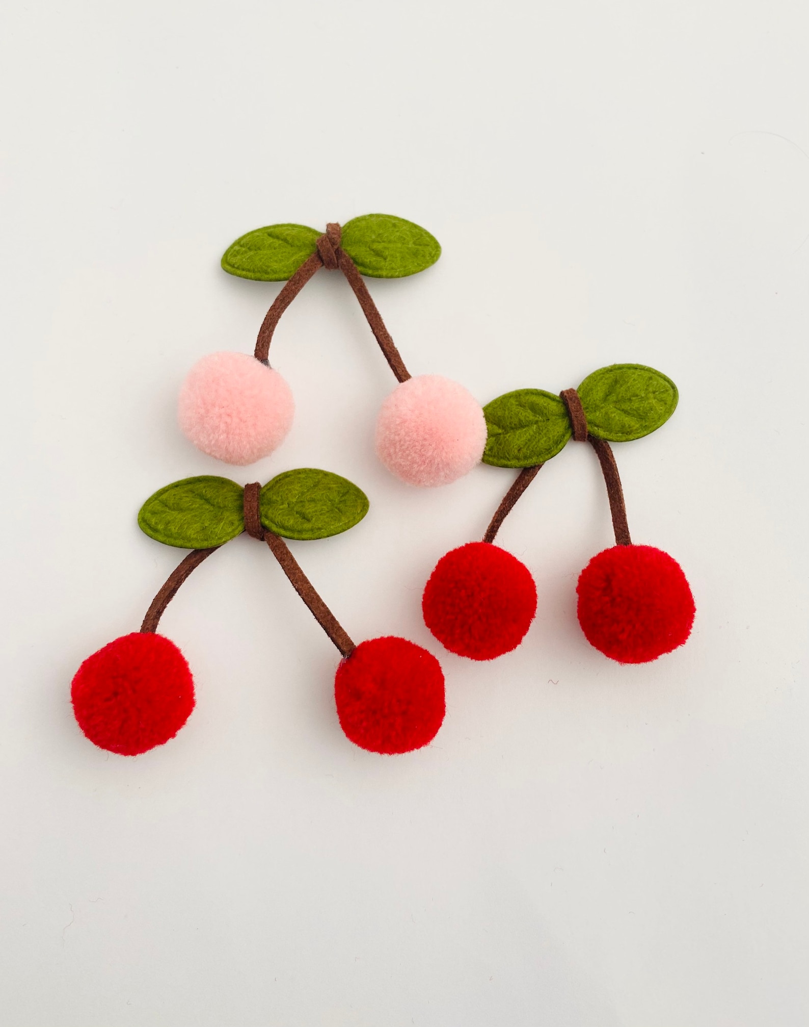 Mini Felt Cherries Ornaments 1-3pcs (stitched Leaf) - Etsy