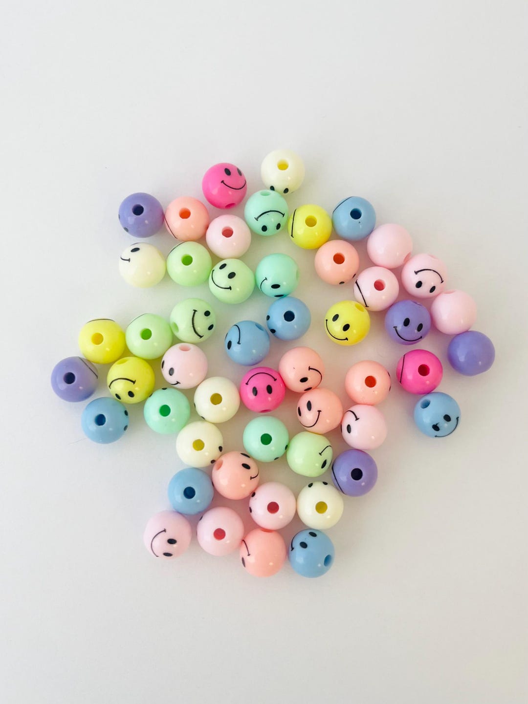50pc Smiley Happy Face Beads 8mm 10mm / Mixed Colors - Etsy