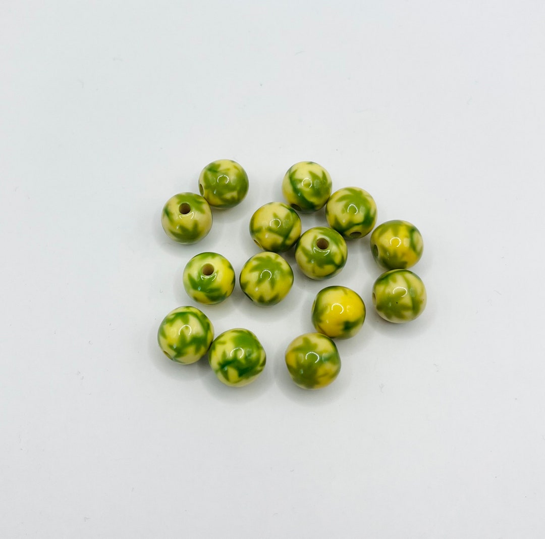 10pc Weed Beads Yellow & Green Pot Leaf Beads - Etsy