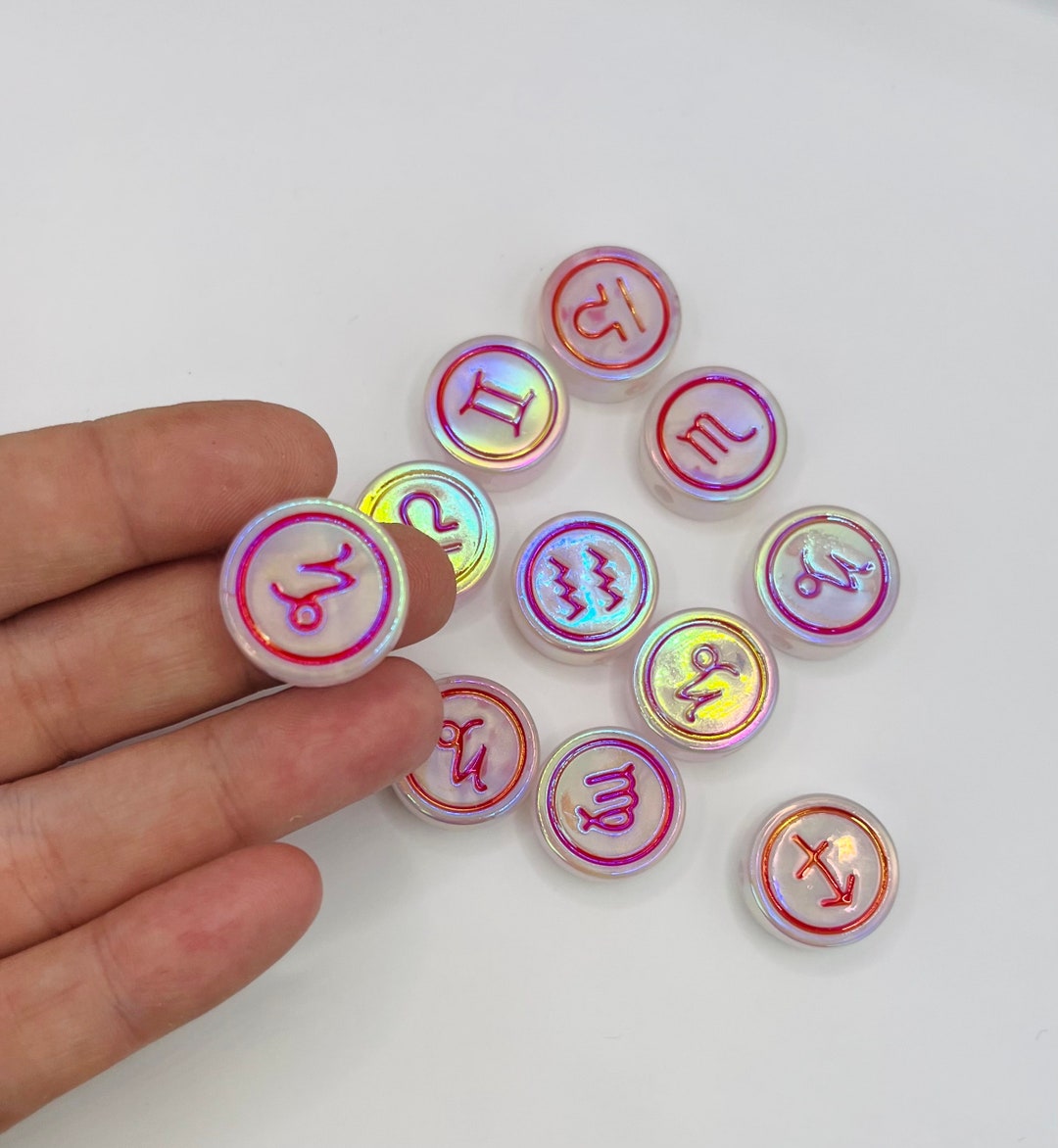 LG Zodiac Beads (red/pink) / Astrology Sign Beads - Etsy