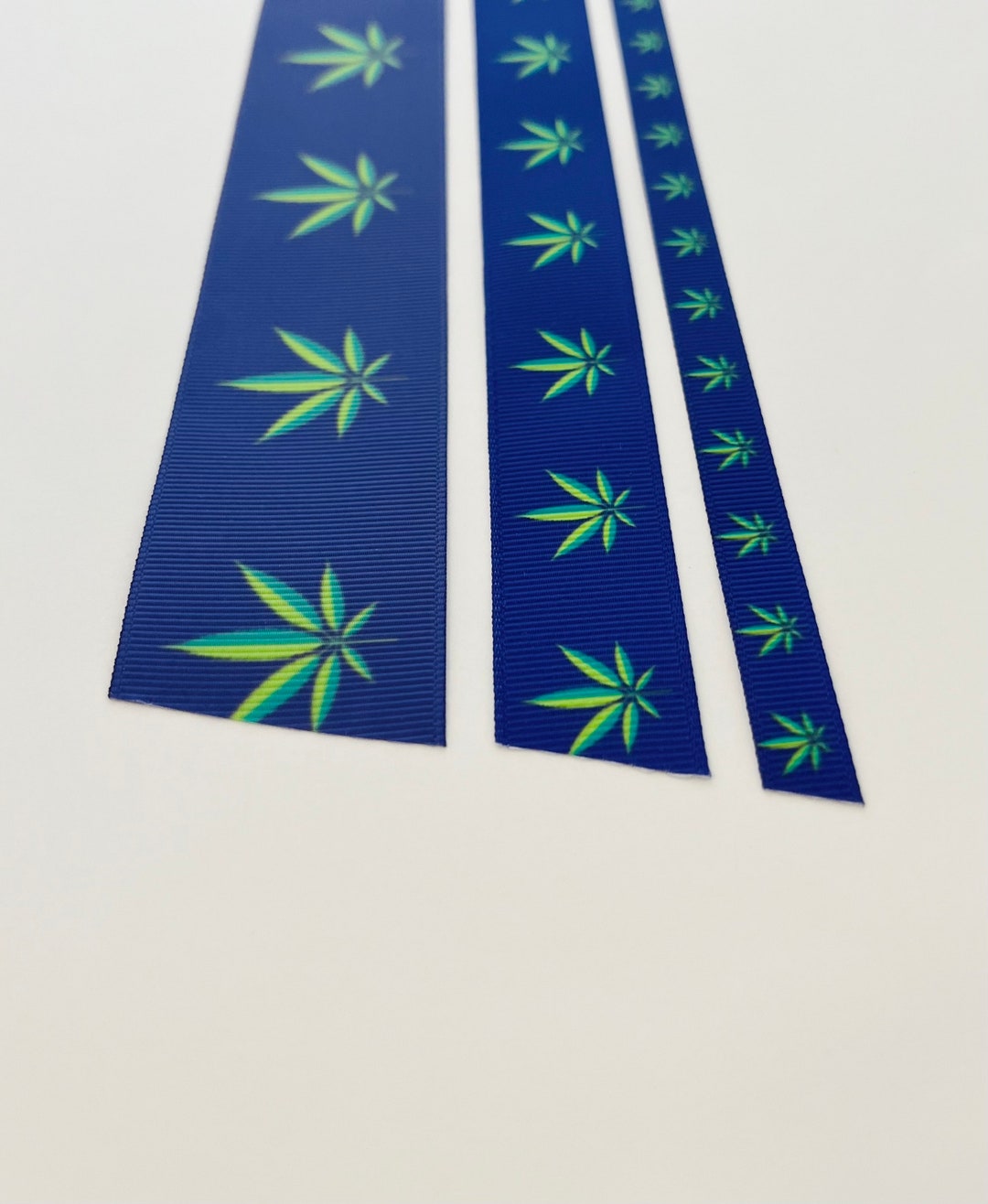 Blue Green Leaf Grosgrain Ribbon 9mm/22mm/38mm Weed/pot Leaf Ribbon - Etsy