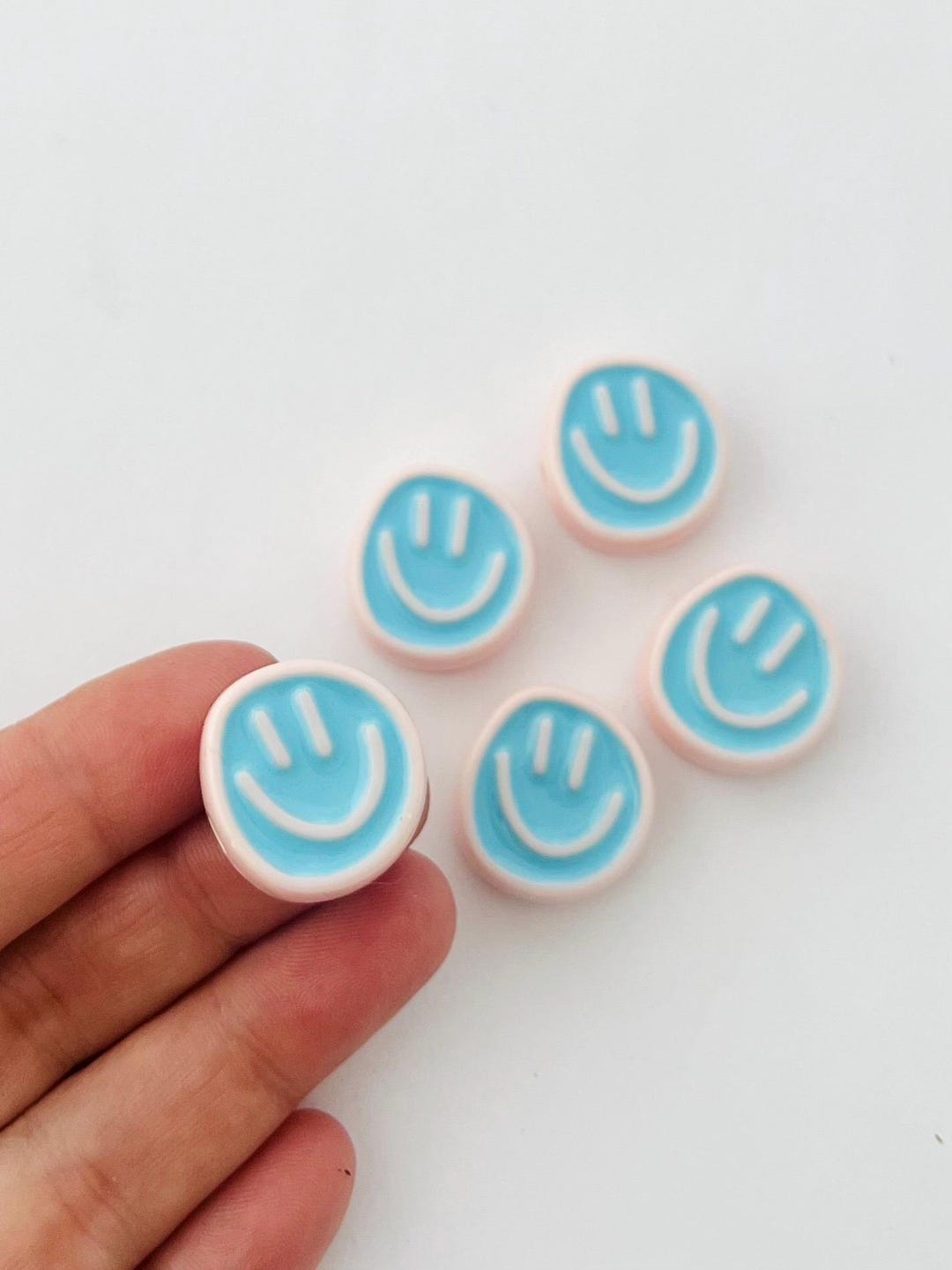 Lg Chunky Blue & Pink Smiley Happy Face Beads - Etsy