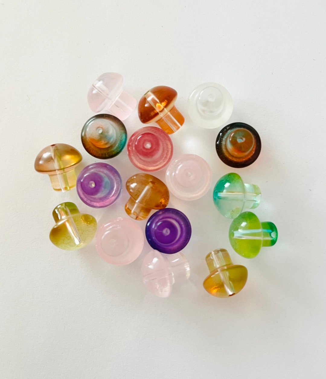 10pc LG Glass Mix Mushroom Toadstool Beads (mixed Colors) - Etsy