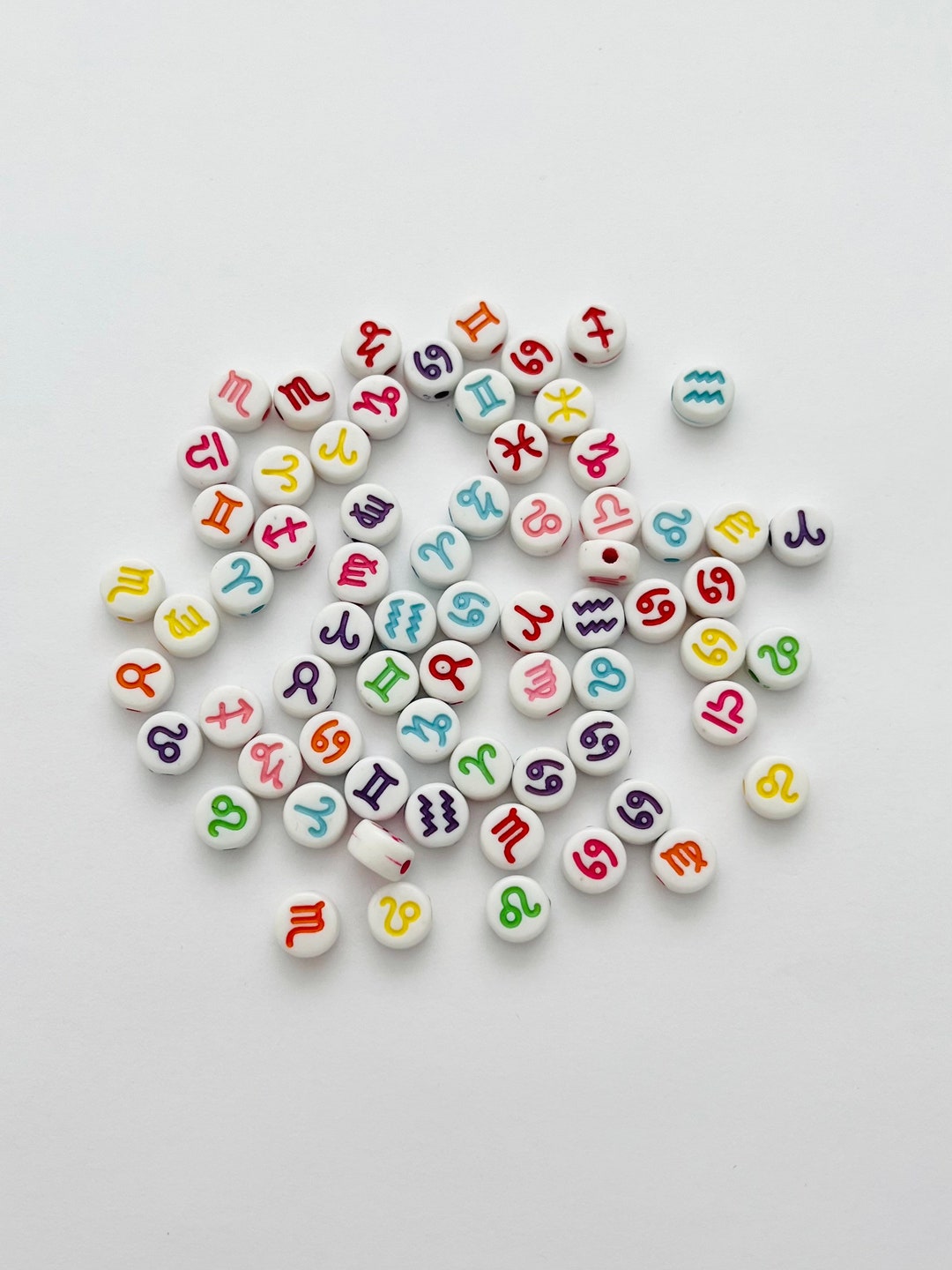 Round Zodiac Mix Beads (white) 50-200pc - Etsy