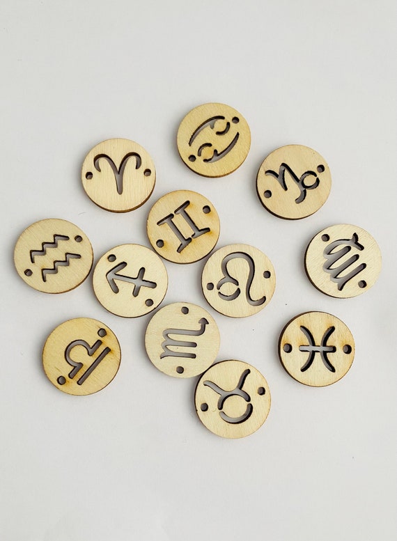 Zodiac Wood Blanks Spacer Charms Sets Astrology Sign Charm | Etsy