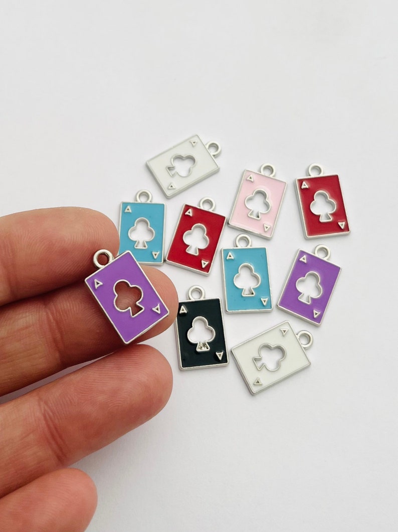 Silver/colored Ace Clubs Playing Card Charm Sets - Etsy