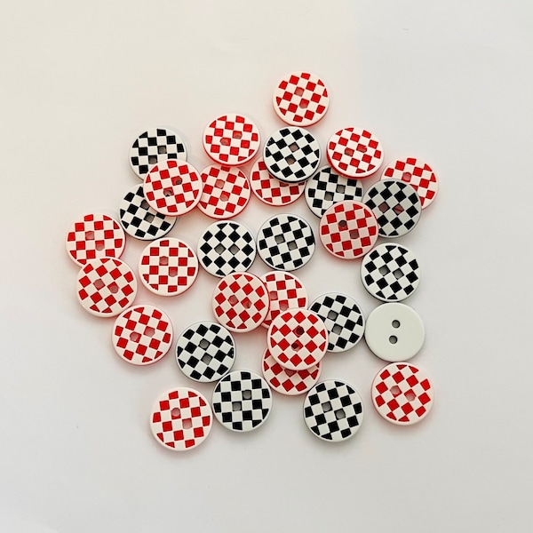 Checkered Buttons - Etsy