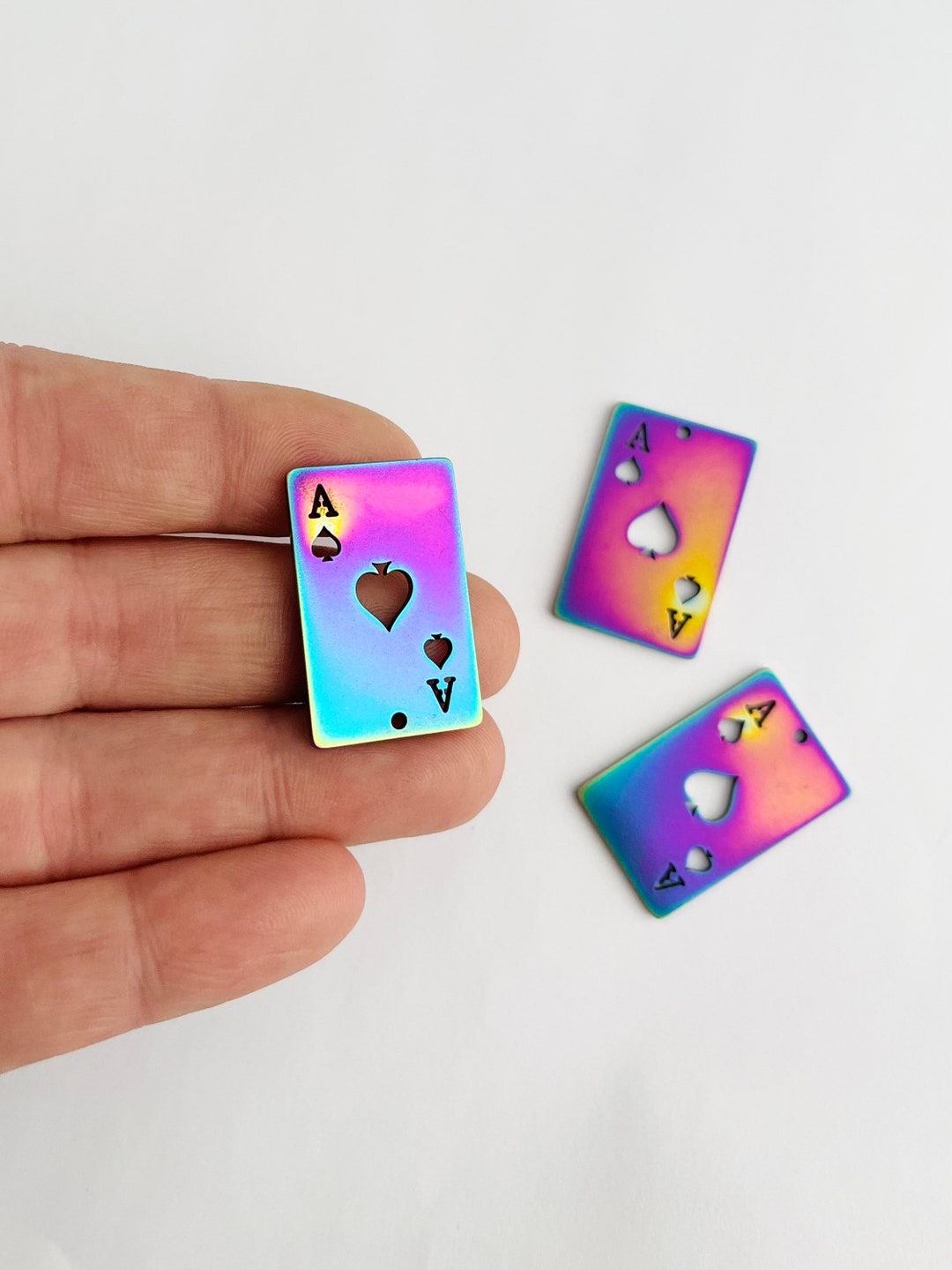 3pc Metallic Ace of Spades Charms - Stainless Steel - Etsy