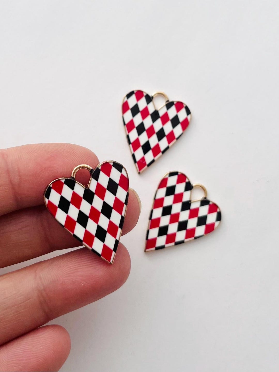 3pc Heart Diamond Jester Charm Set - Etsy