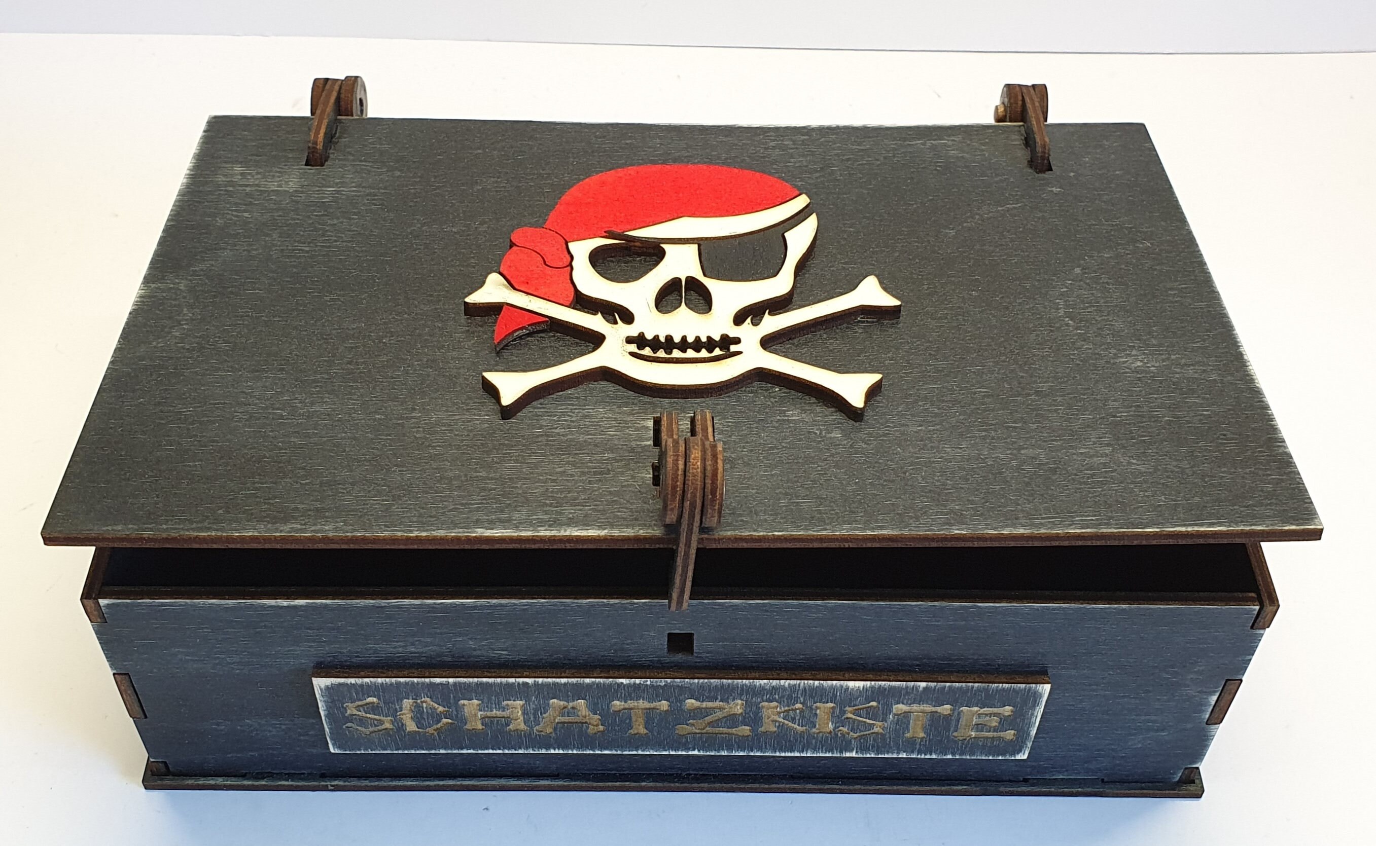 Piraten Schatzkiste für Kids aus Holz mit Goldmünzen schwarz - Etsy.de