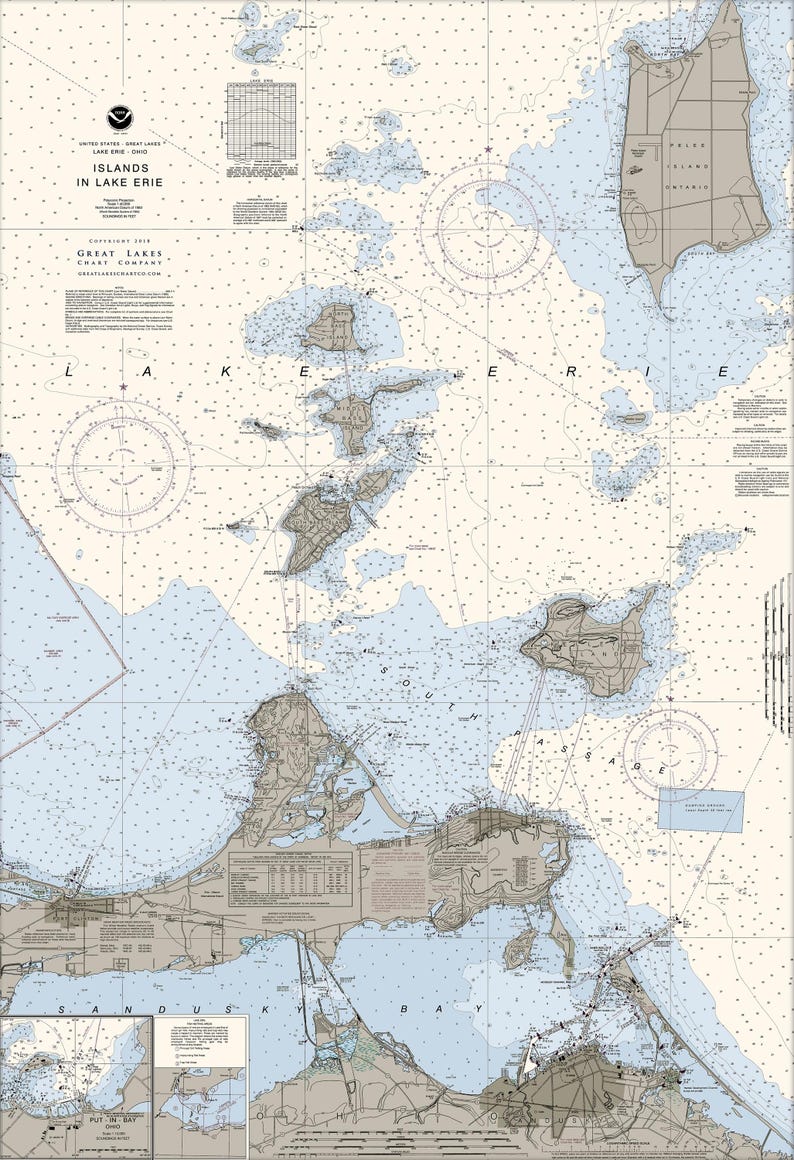 Islands in Lake Erie Nautical Chart - Etsy