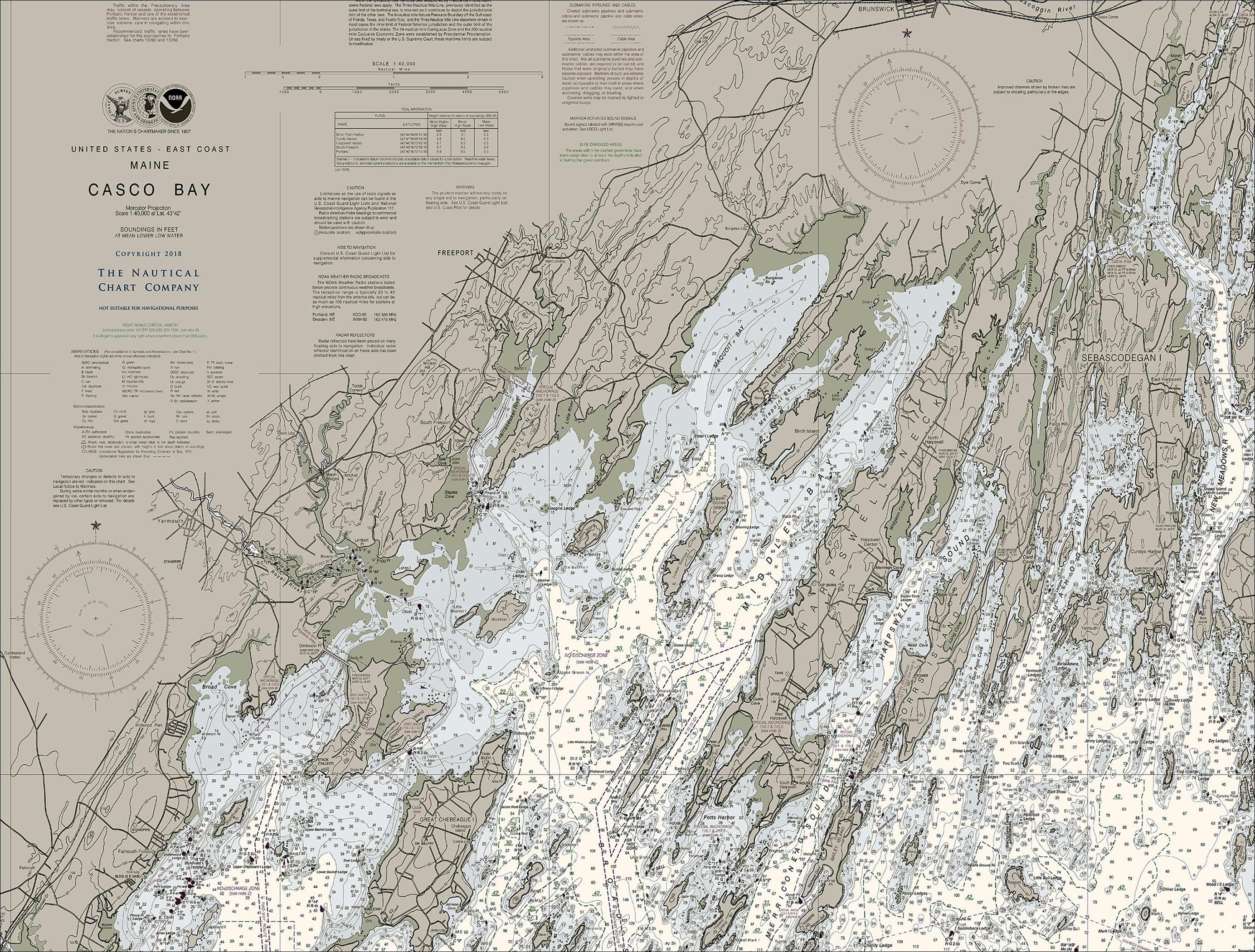 Casco Bay, Me Nautical Chart - Etsy