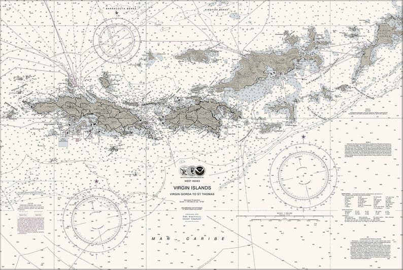 Virgin Islands Nautical Chart - Etsy