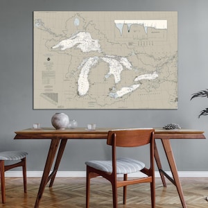 Great Lakes Nautical Chart - Etsy