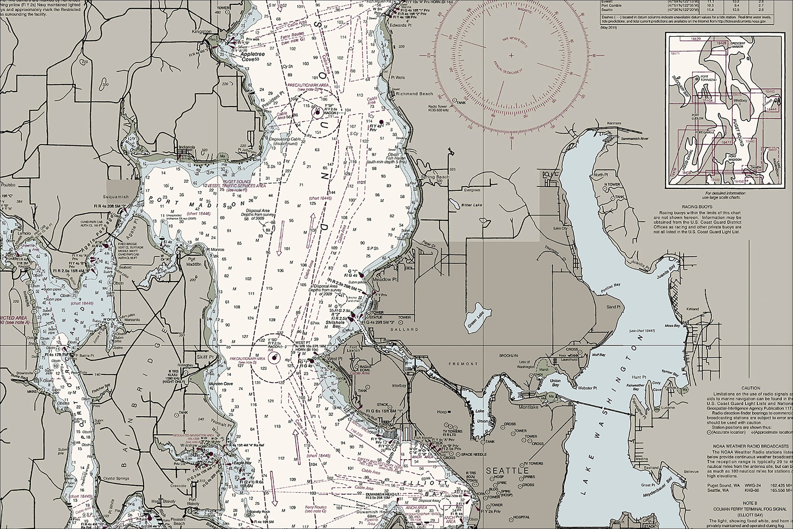 Puget Sound Northern Part Nautical Chart - Etsy