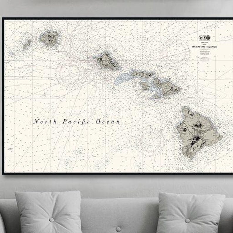 Hawaiian Islands Nautical Chart - Etsy
