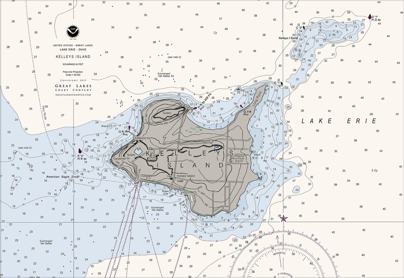 Kelleys Island, Oh Nautical Chart - Etsy