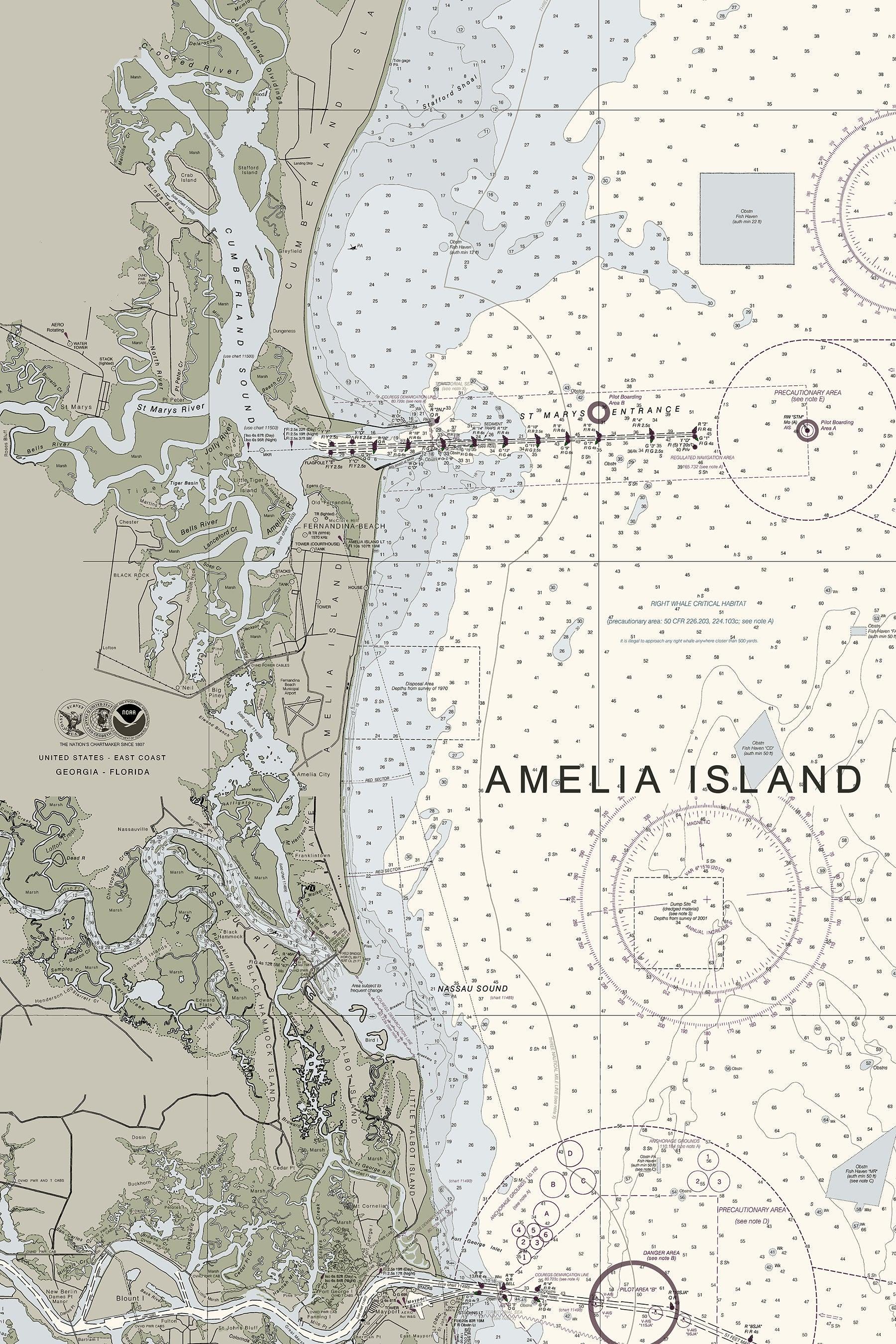Amelia Island Nautical Chart Art - Etsy
