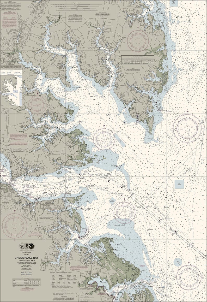 Chesapeake - Mobjack Bay to York River Nautical Chart - Etsy