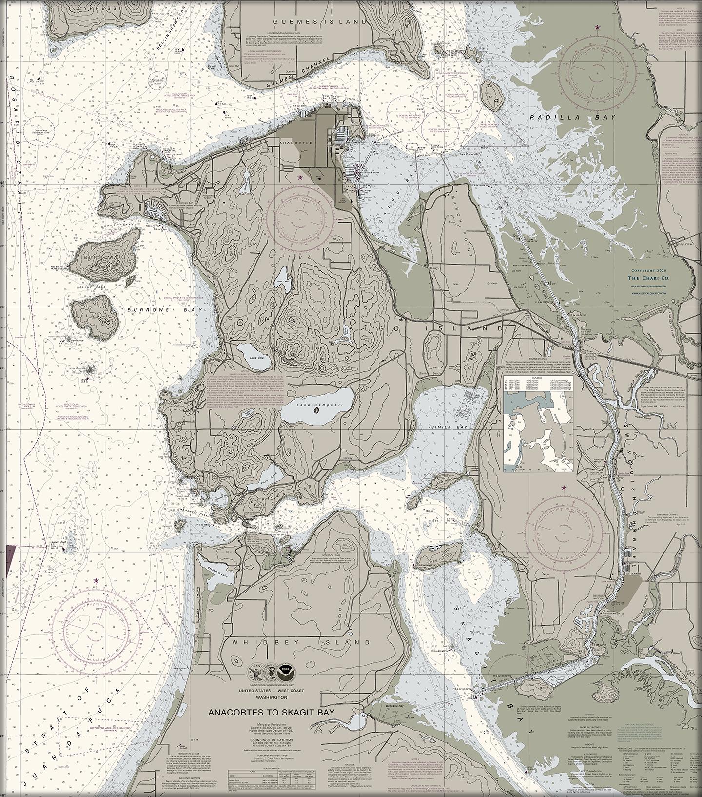Anacortes to Skagit Bay Nautical Chart - Padilla Bay - Etsy