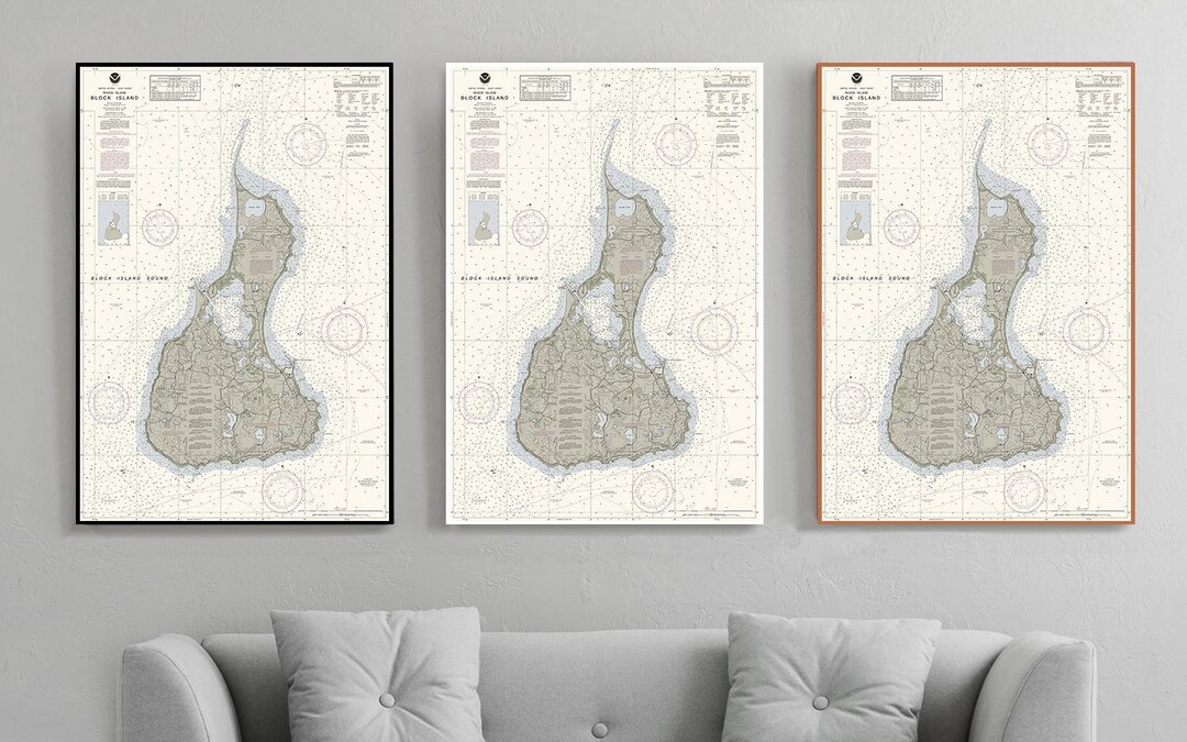 Block Island Nautical Chart - Etsy